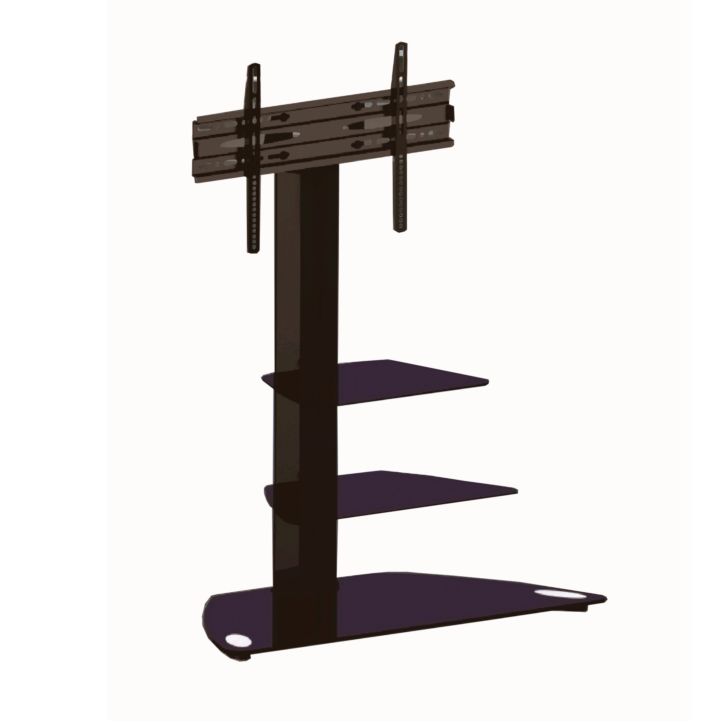 Symple Stuff Claudette Black Fixed Floor Stand Mount with Shelving ...