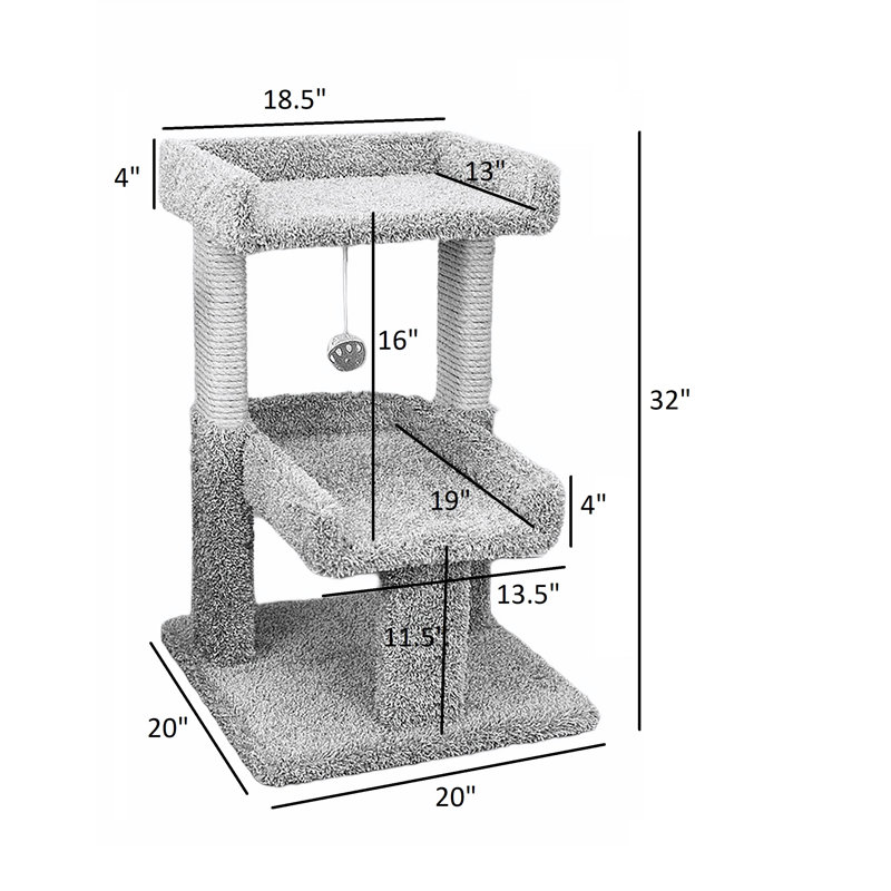 New Cat Condos 32" Carpeted Solid Wood Cat Tree & Reviews | Wayfair