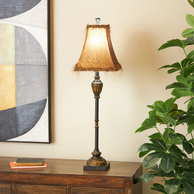 Fleur De Lis Living Cintron Metal Antique Style Brass Buffet Lamp with ...