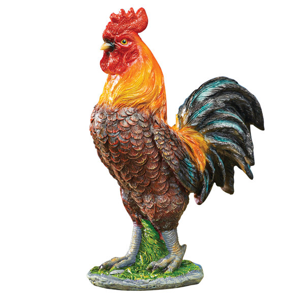 August Grove® Hand-Painted Realistic Farm Chicken Outdoor Statue | Wayfair