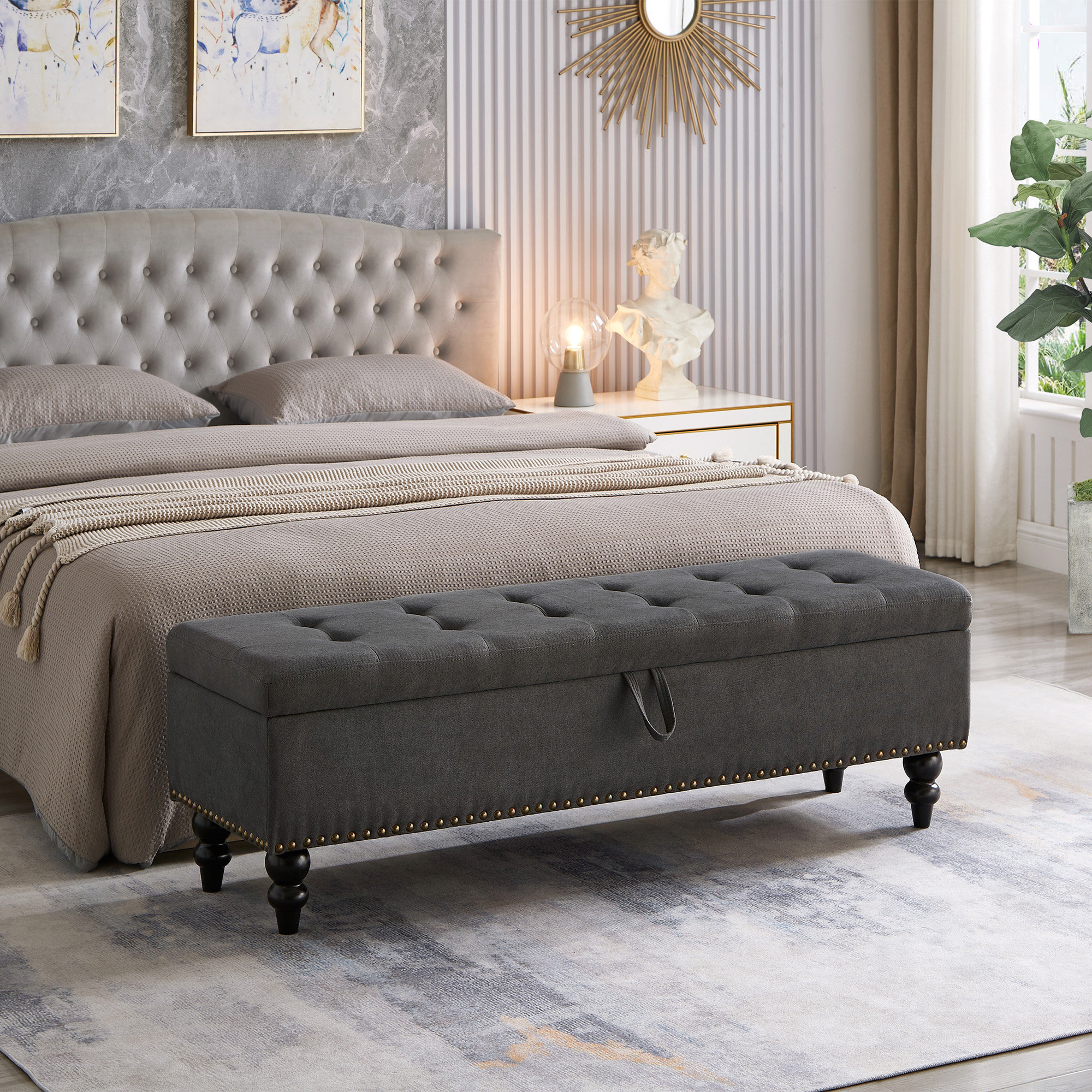 Latitude Run® Modern Bed Bench With Storage For Bedroom | Wayfair