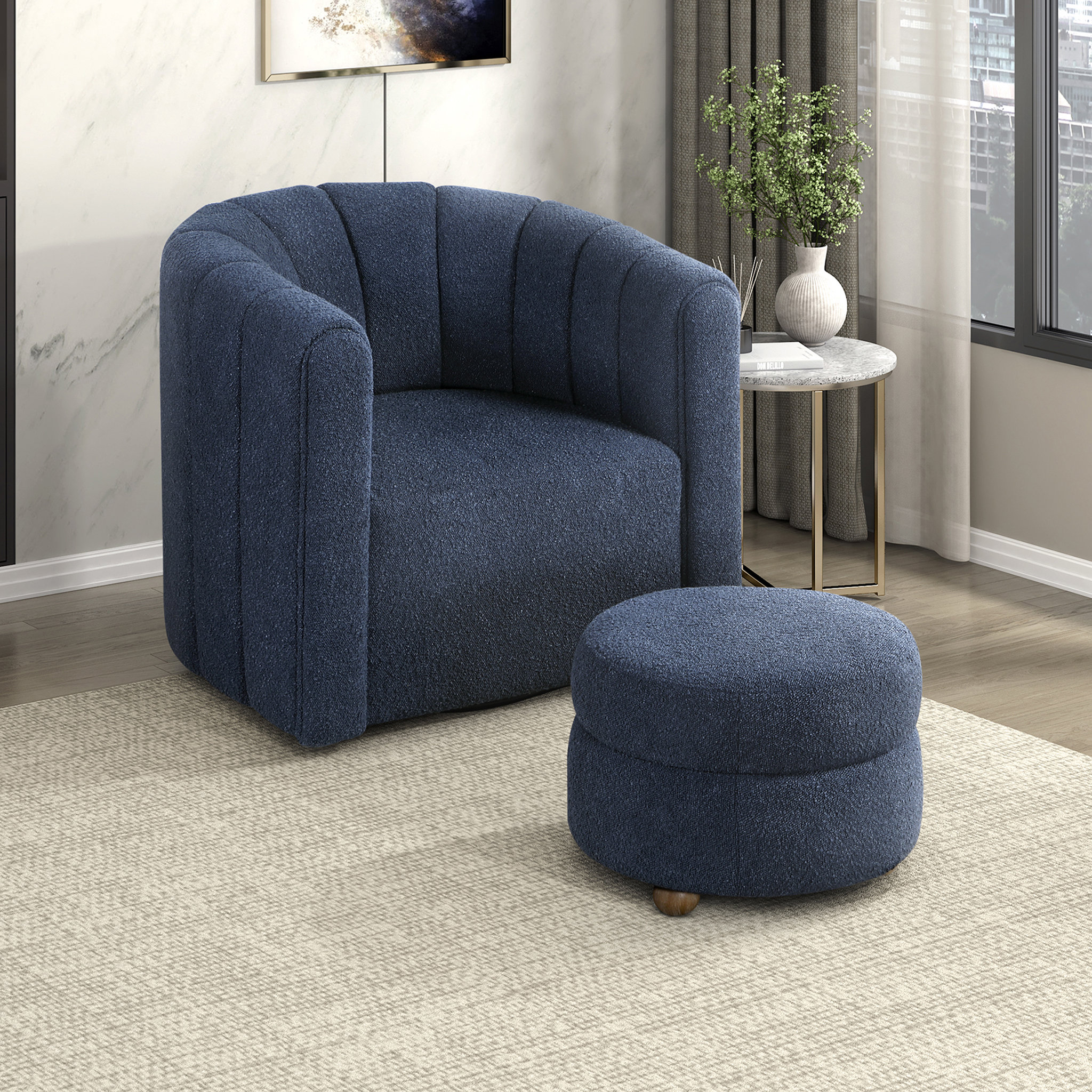 Latitude Run® Dameron 31" Round Arms Boucle Swivel Chair | Wayfair