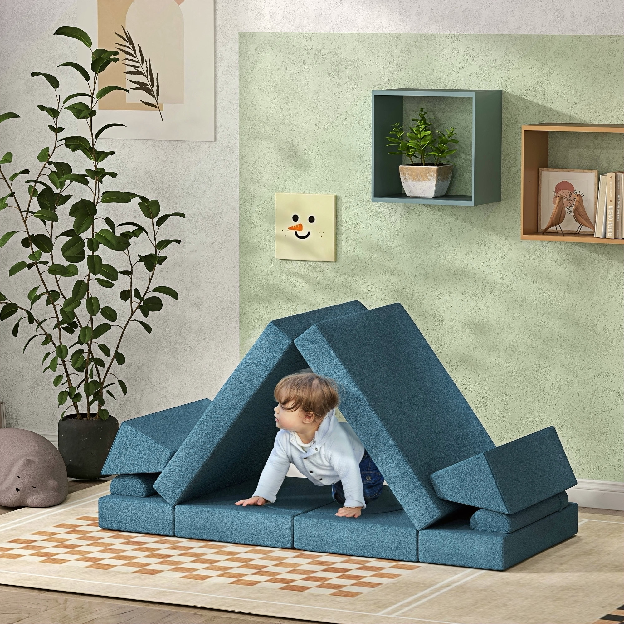 Hokku Designs Boneless Qaba 12 Pcs Modular Couch, Toddlers Couch ...