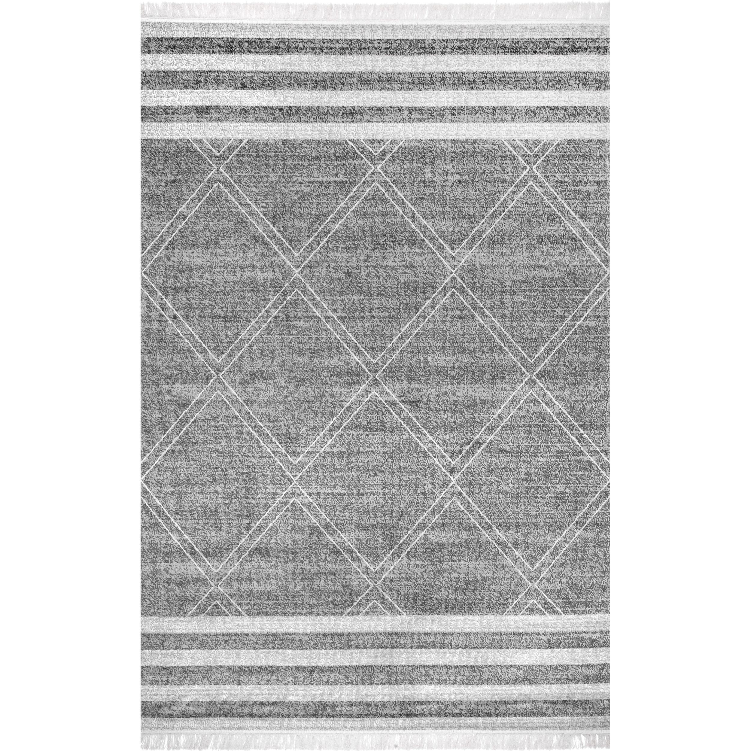 Gracie Oaks Aherin Geometric Gray Indoor / Outdoor Area Rug | Wayfair