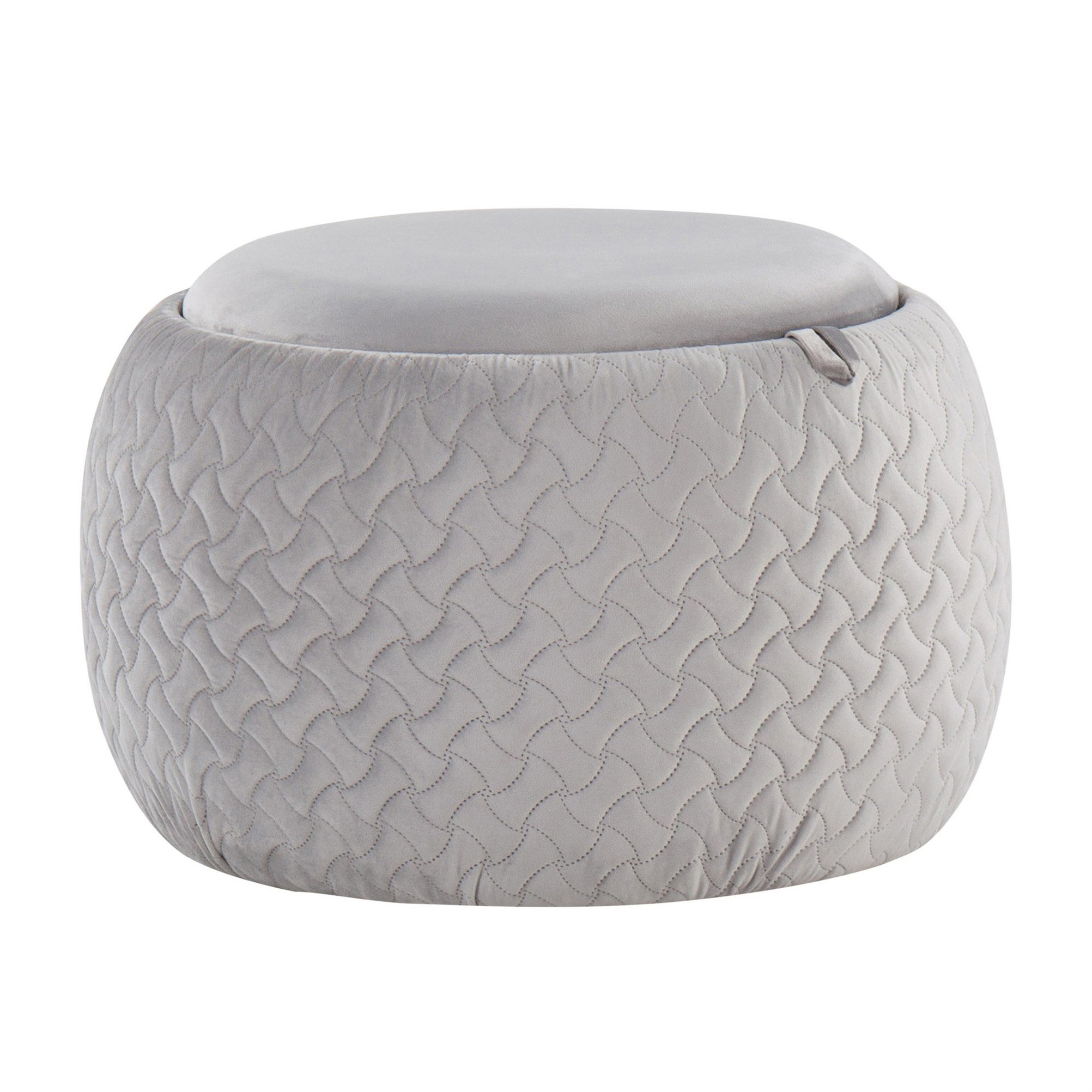 Everly Quinn Tray Pouf Contemporary Ottoman In Natural Wood And Silver ...