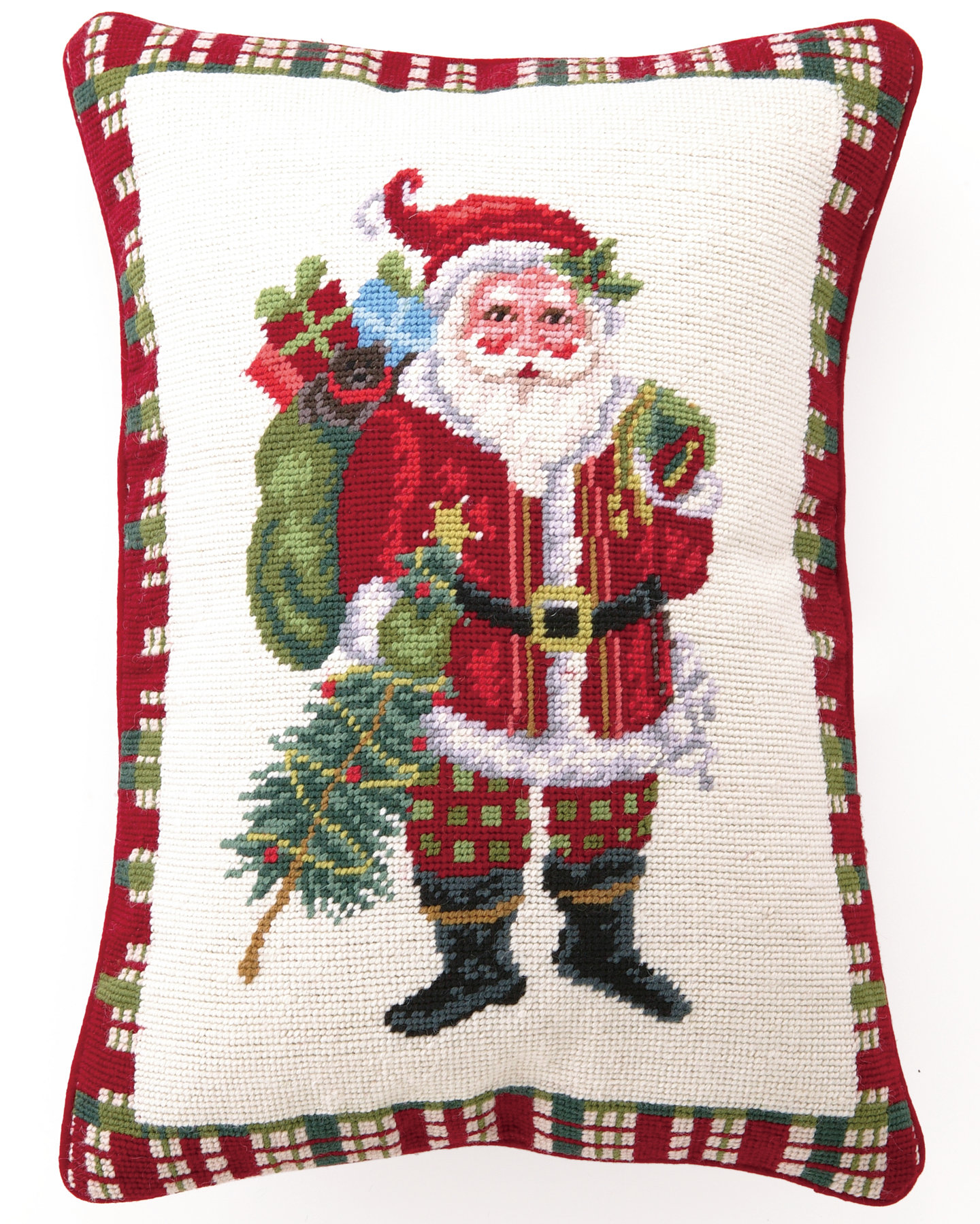 Peking Handicraft Needlepoint Christmas at North Pole Santa Wool Pillow ...