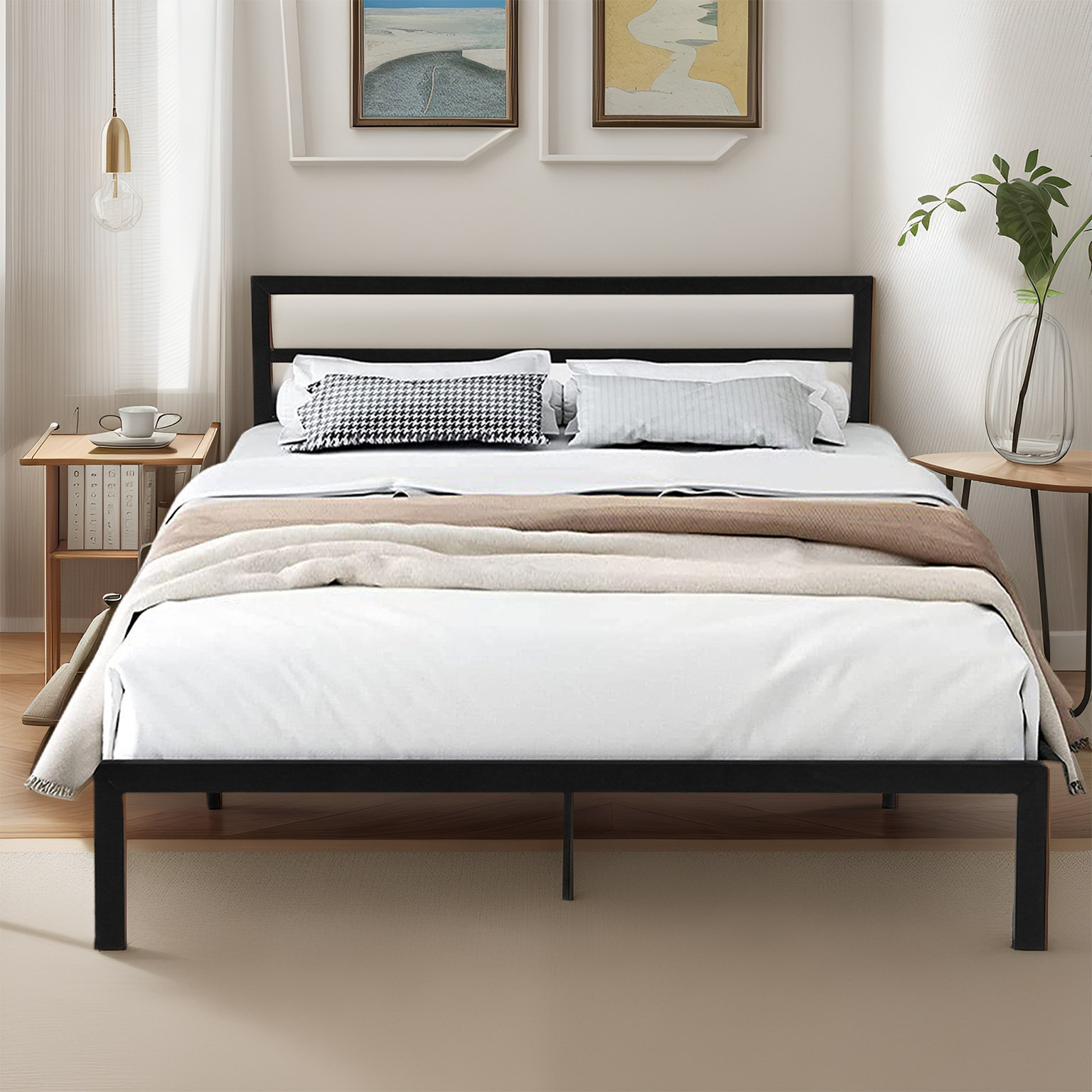 Latitude Run® Base de lit plateforme en métal avec tête de lit grand ...