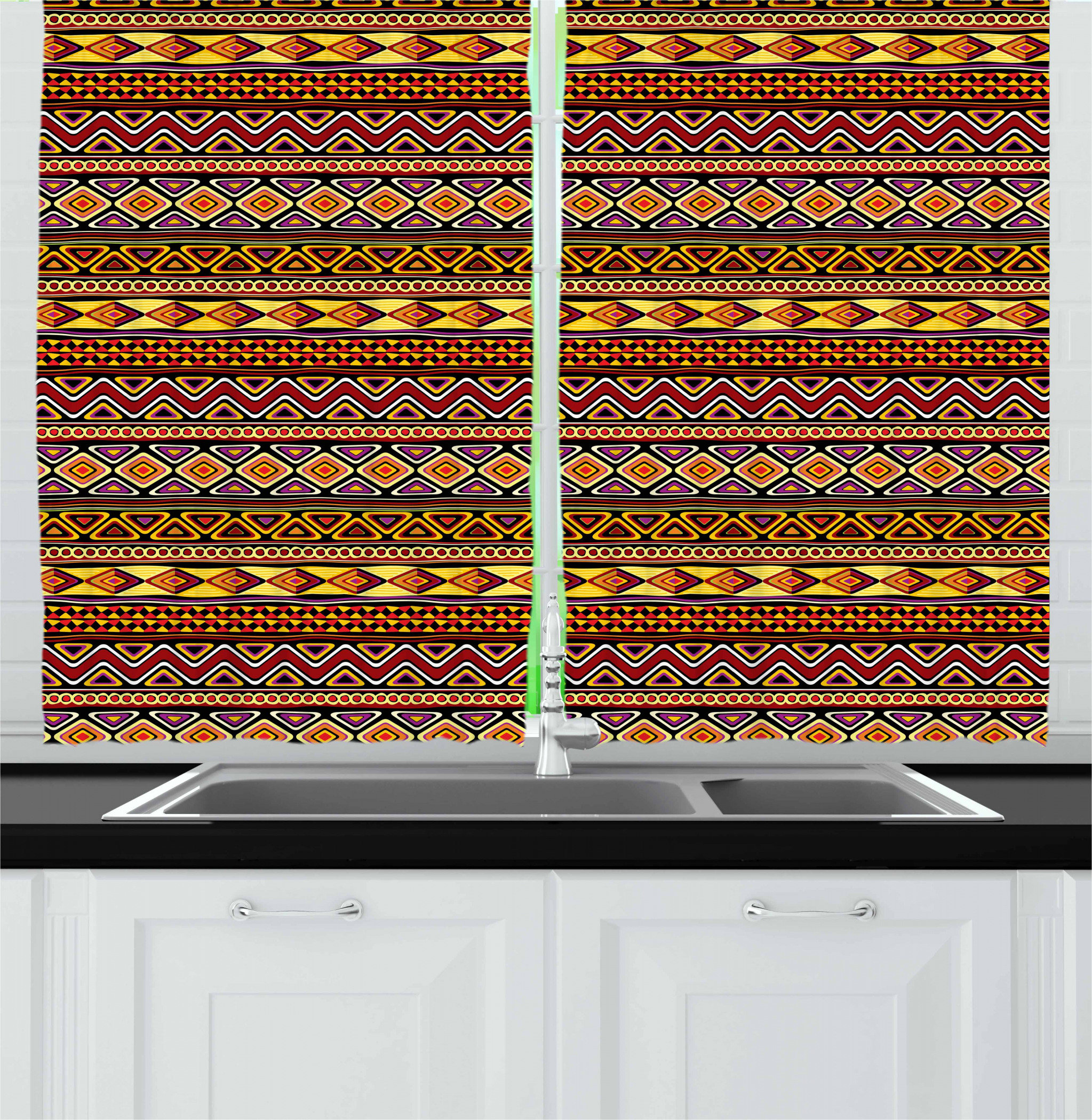 East Urban Home African Kitchen Curtain | Wayfair