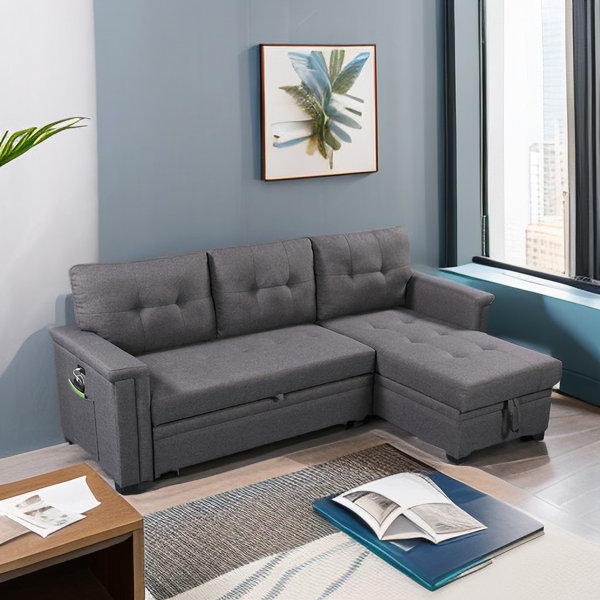 Latitude Run® Divan-lit modulaire avec port USB et rangement Constanse ...