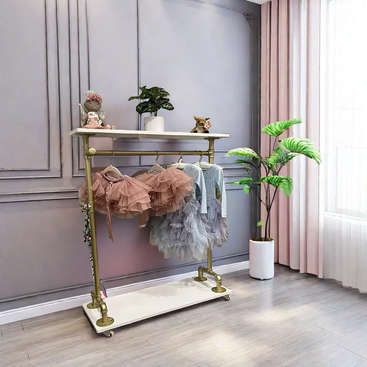 Rosdorf Park Kids Clothing Rack With Bottom Storage Shelf, Metal ...