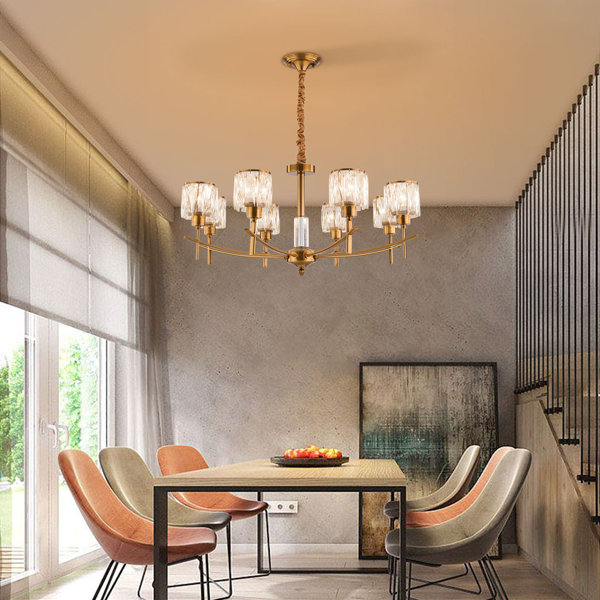 Mercer41 27.5" 8 Lights Modern Nordic Industrial Round Gold Chain ...