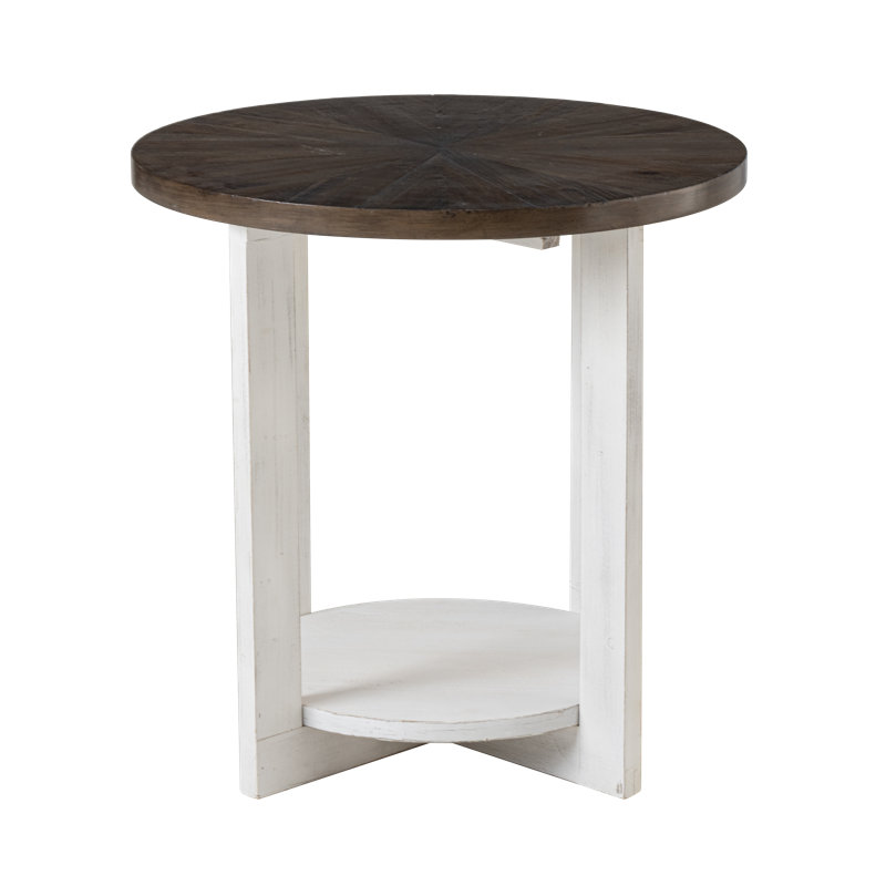 Loon Peak® Gunnison Rustic Farmhouse Round Table with Storage Shelf ...