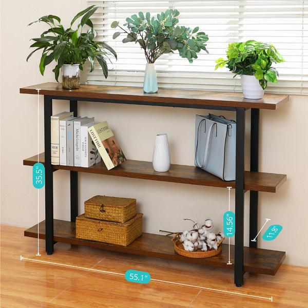 17 Stories Lucille 55.12'' Console Table with 3-Tiers Shelves & Reviews ...