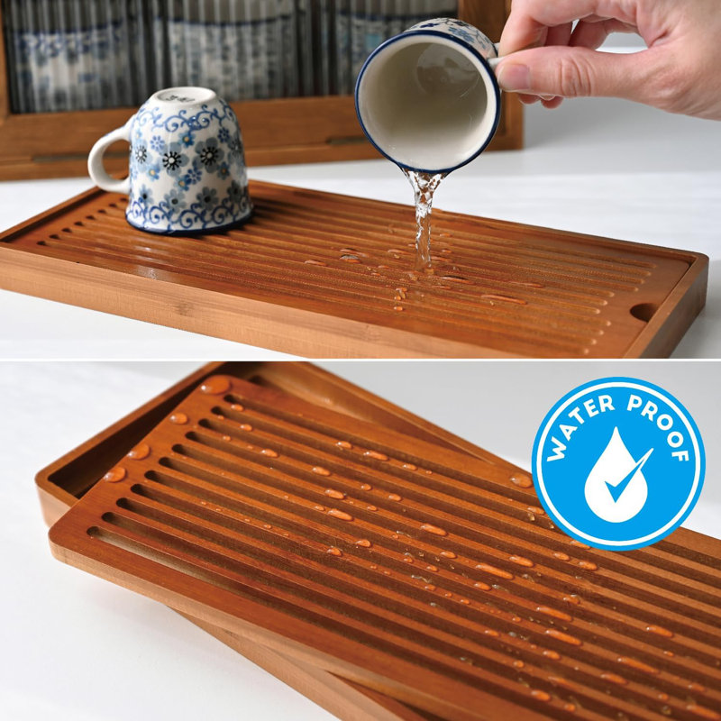 Latitude Run® Rustic Wooden 2-Tier Countertop Storage Cabinet with Wavy ...