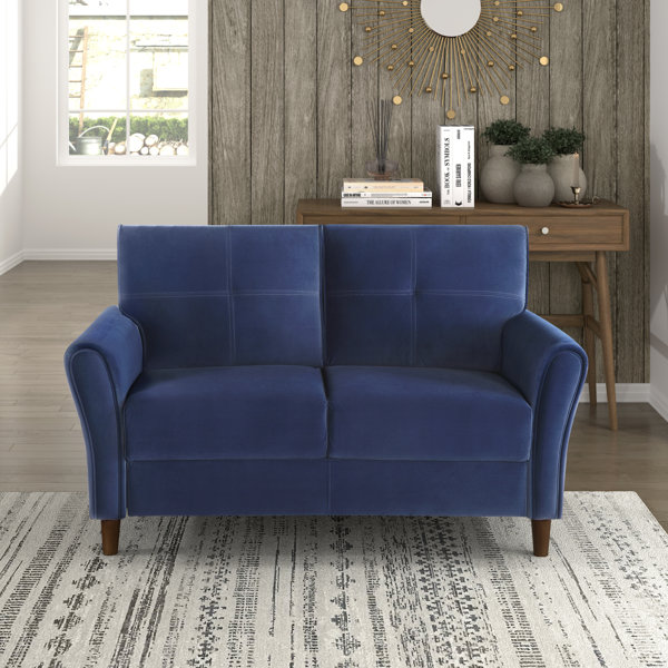 House of Hampton® Leta Grey Velvet Fabric Upholstery Love Seat ...