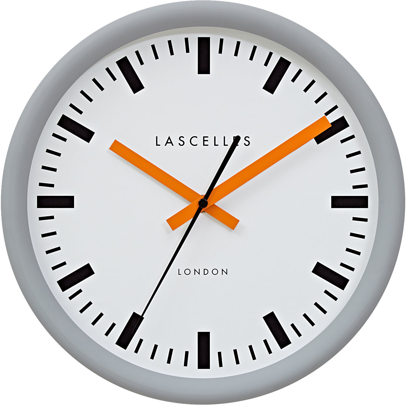 Roger Lascelles Clocks Sync Swiss Grey Station Clock with Hands 30cm ...