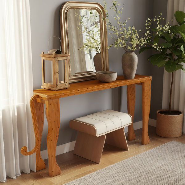 Latitude Run® A Modern Brown Solid Wood Narrow Table, 63 Inches In Size ...