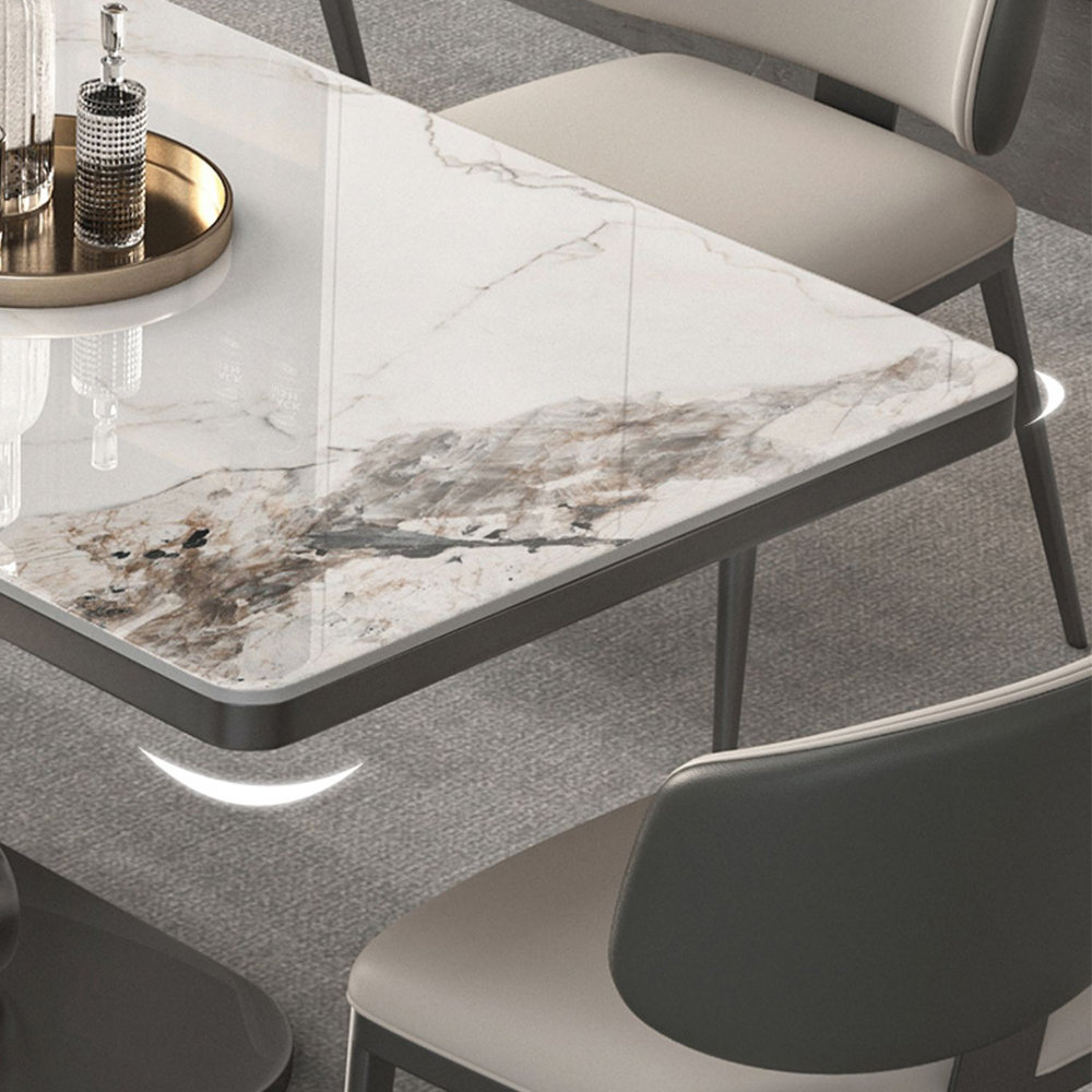 Graceful Nests Furnishings Rectangular stainless steel dining table set ...