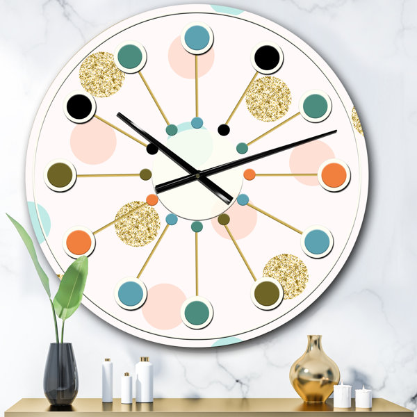 East Urban Home Gold Chic Design III - Mid-Century Modern wall clock ...