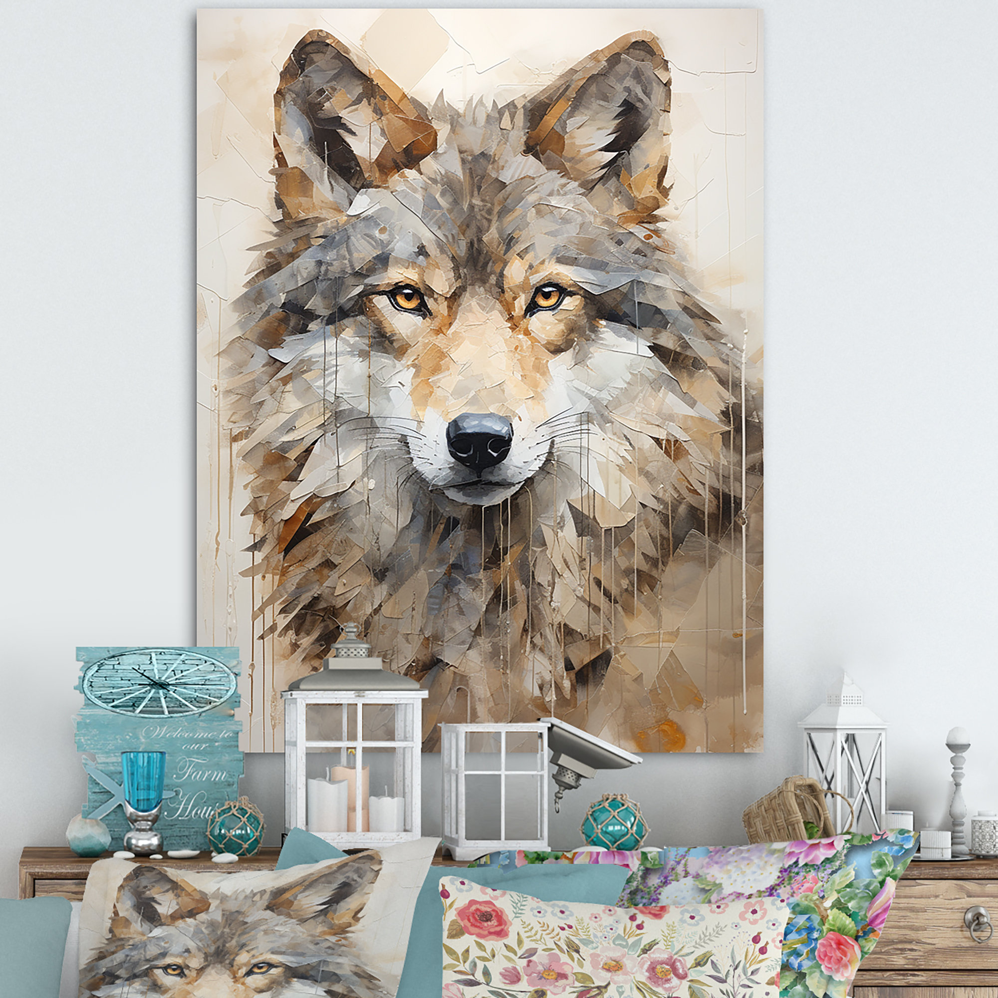 Millwood Pines Minimalism Beige Wolf Expression II - Print | Wayfair