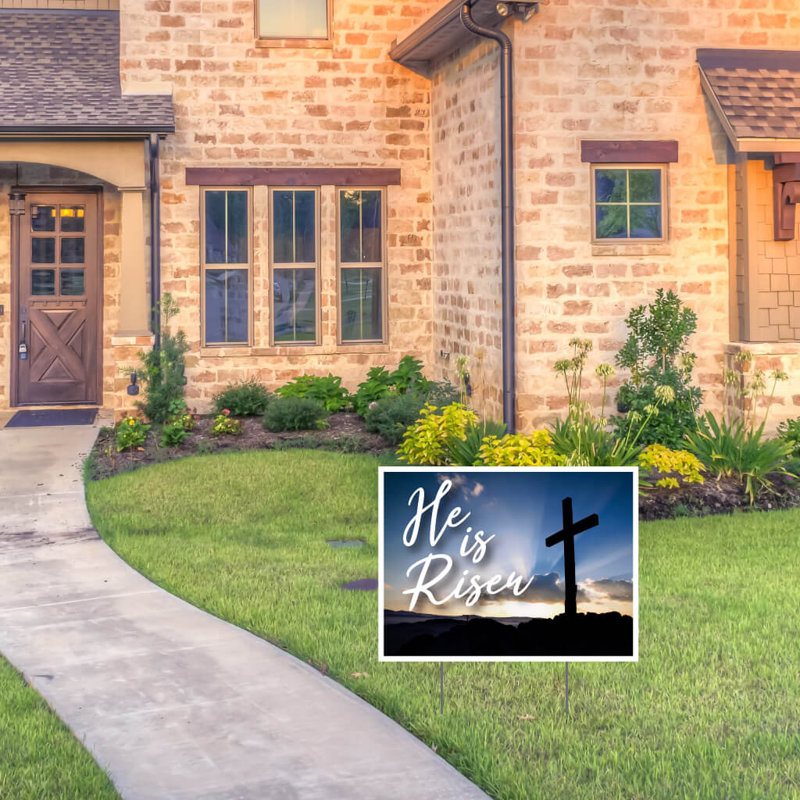 The Holiday Aisle® He is Risen Church Yard Sign Garden Stake | Wayfair