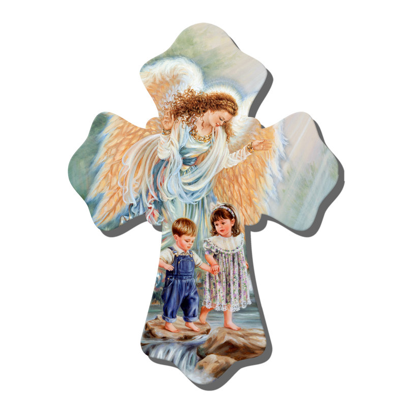 Glow Decor Guardian Angel Wooden Cross | Wayfair