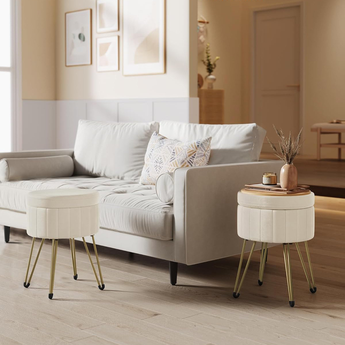 Everly Quinn Vanity Stool Chair, Small Ottoman Stool with Storage ...