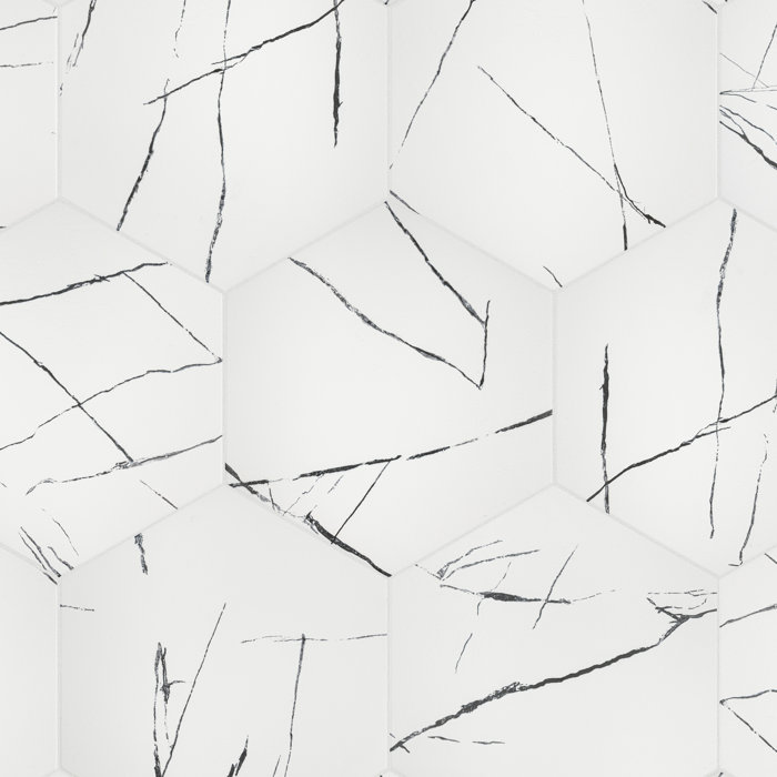 Merola Tile Visium Hex 17" x 20" Porcelain Marble Look Floor and Wall ...