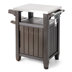Keter Unity 40 Gal Patio Storage Grilling Bar Cart w/ Stainless Steel ...