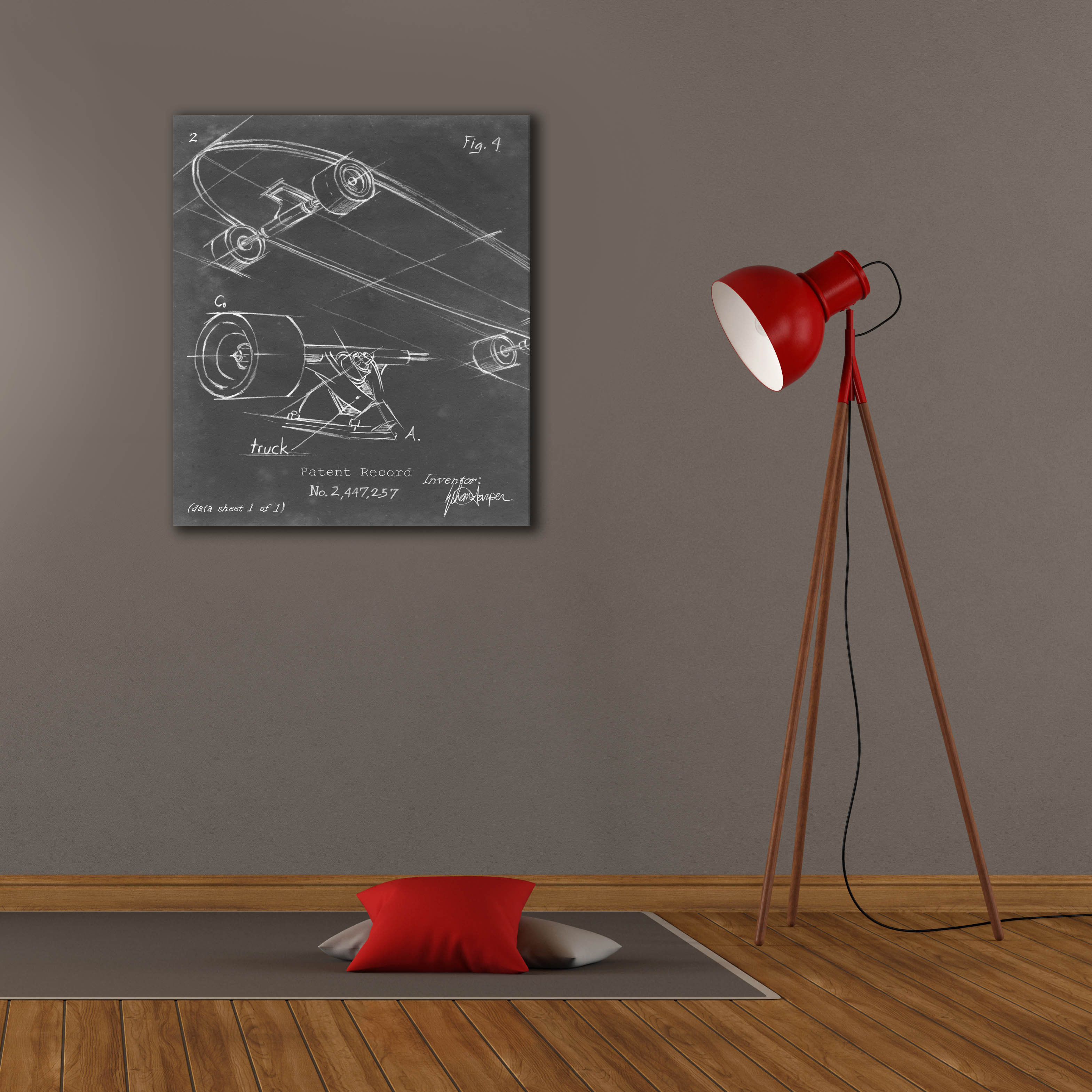 17 Stories 'Skateboard Blueprint 1' by Ethan Harper Canvas Wall Art ...