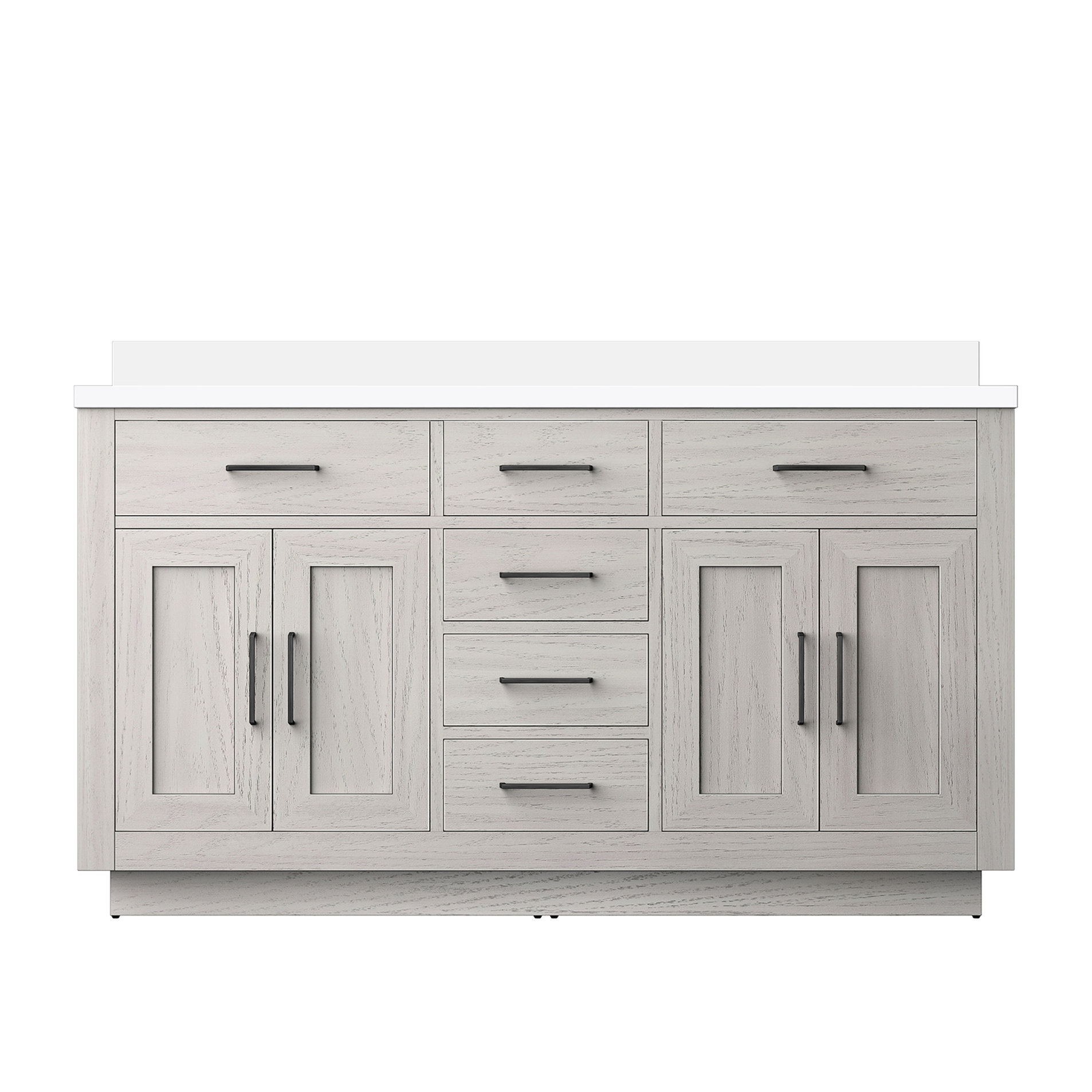 Wildon Home® White Oak Double Bath Vanity 60 Inches - Cultured Marble ...
