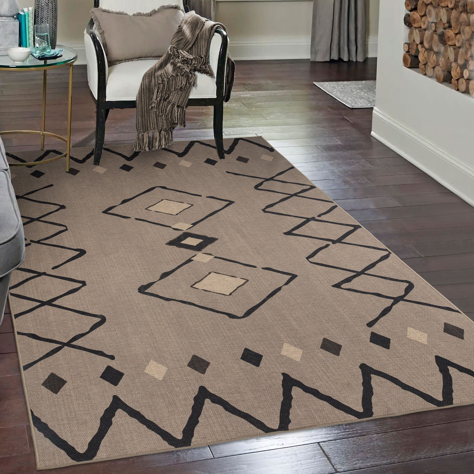 DECOMALL JUTA Machine Washable Moroccan Geometric Diamond Design ...