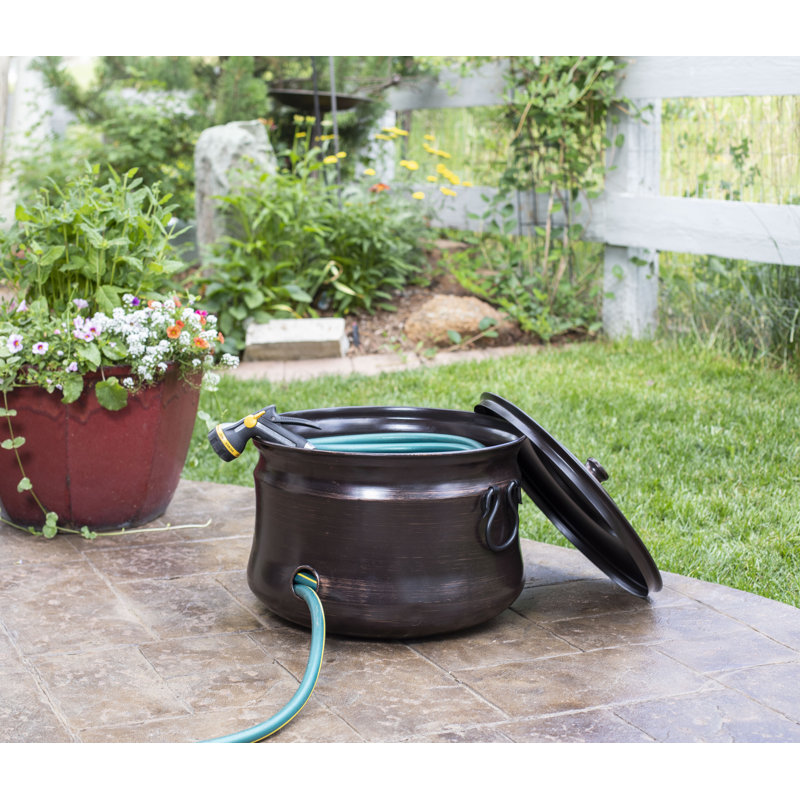 BirdRock Home Decorative Ground Garden Water Steel Hose Pot "& Reviews ...