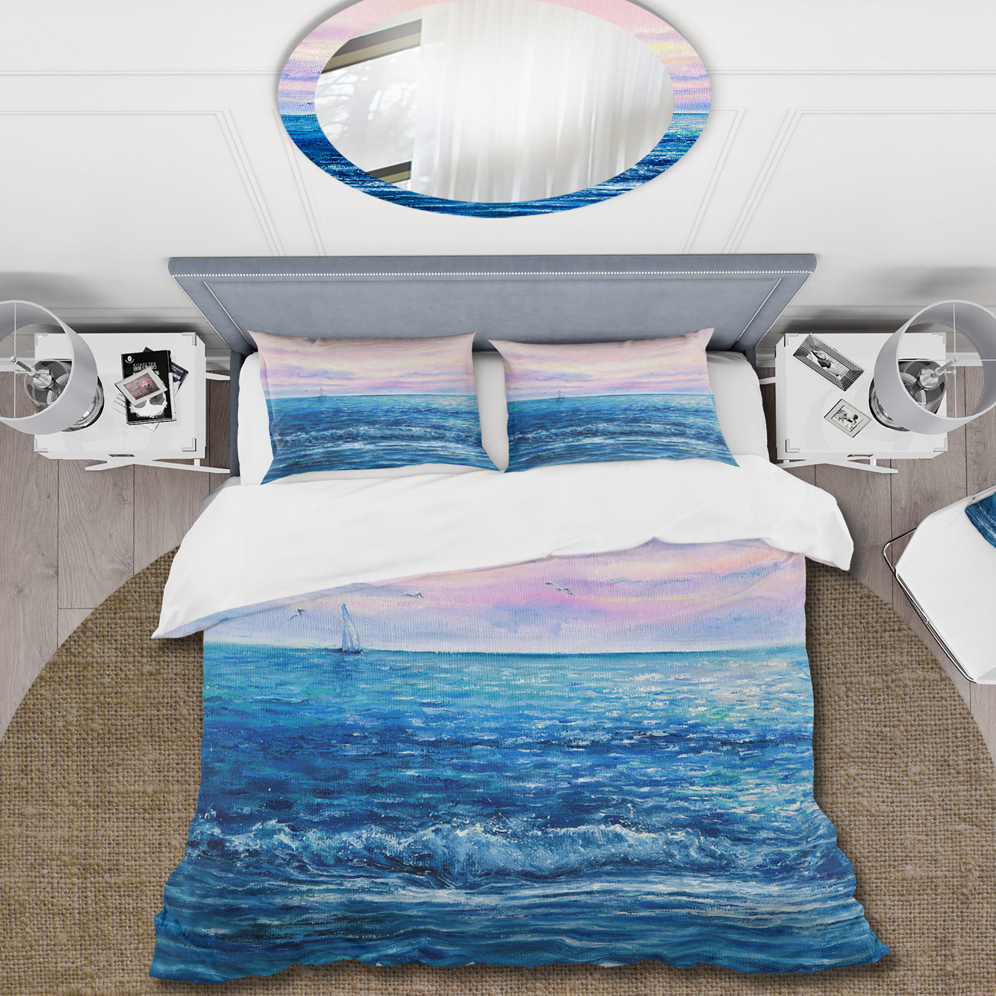 Design Art Corene Blue/Purpple/Light Yellow Microfiber Duvet Cover Set ...