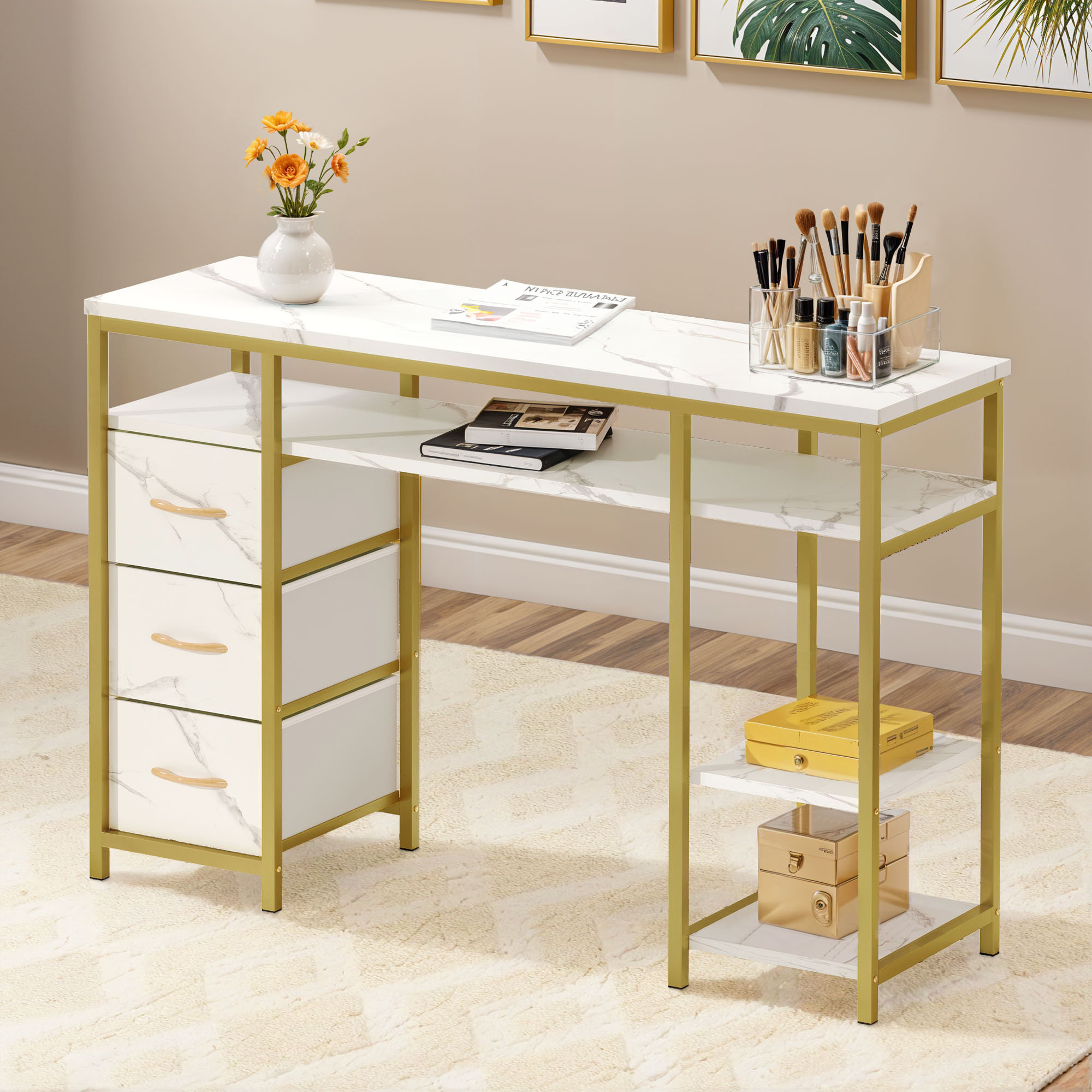 Mercer41 Multi-Function Sonequa Writing Desk – Vanity Makeup & Manicure ...