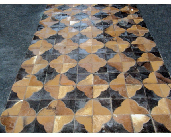 Modern Rugs Ayub Hand Tufted Leather Geometric Area Rug in Natural ...