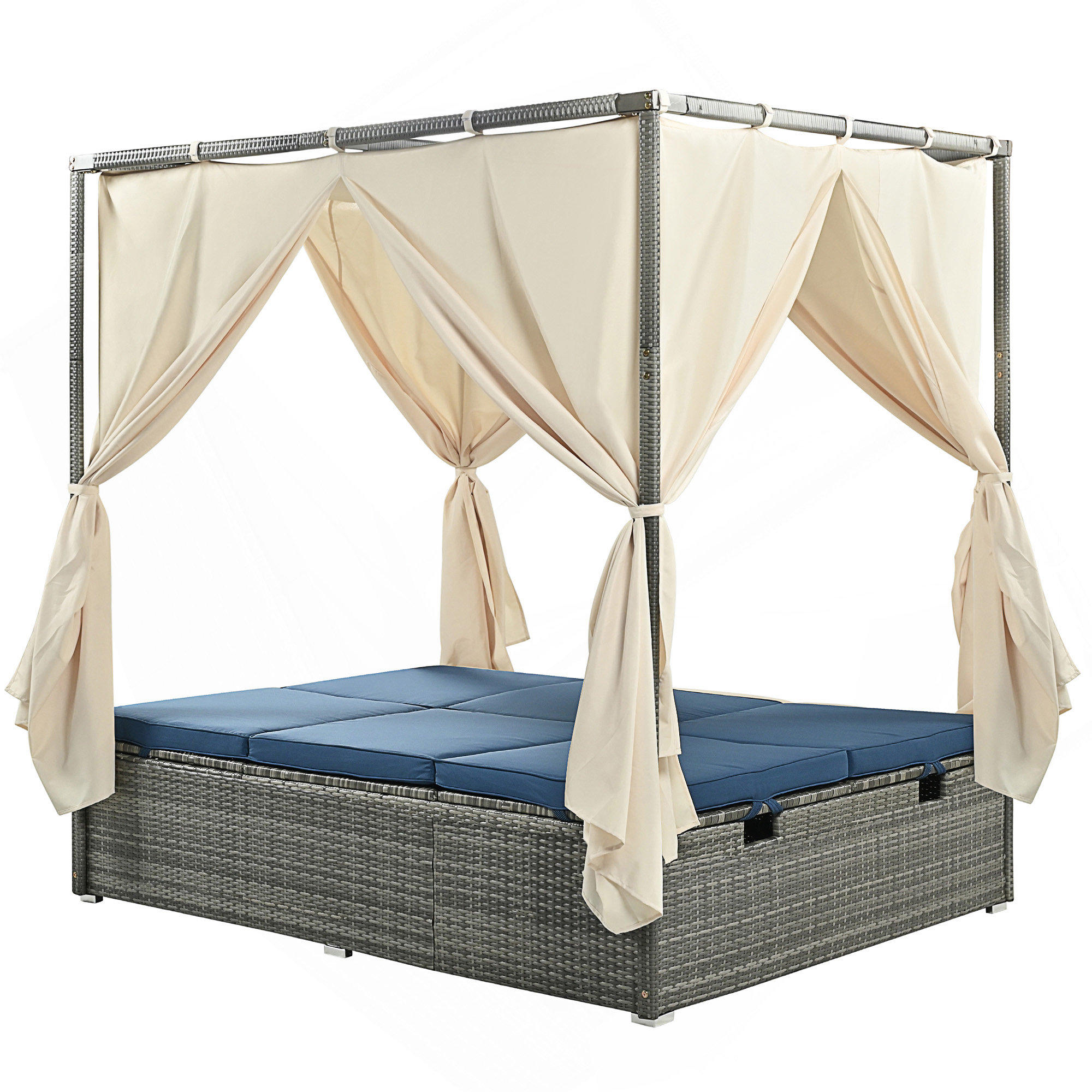 Latitude Run® Adjustable Sun Bed With Curtain,High Comfort,With 3 ...