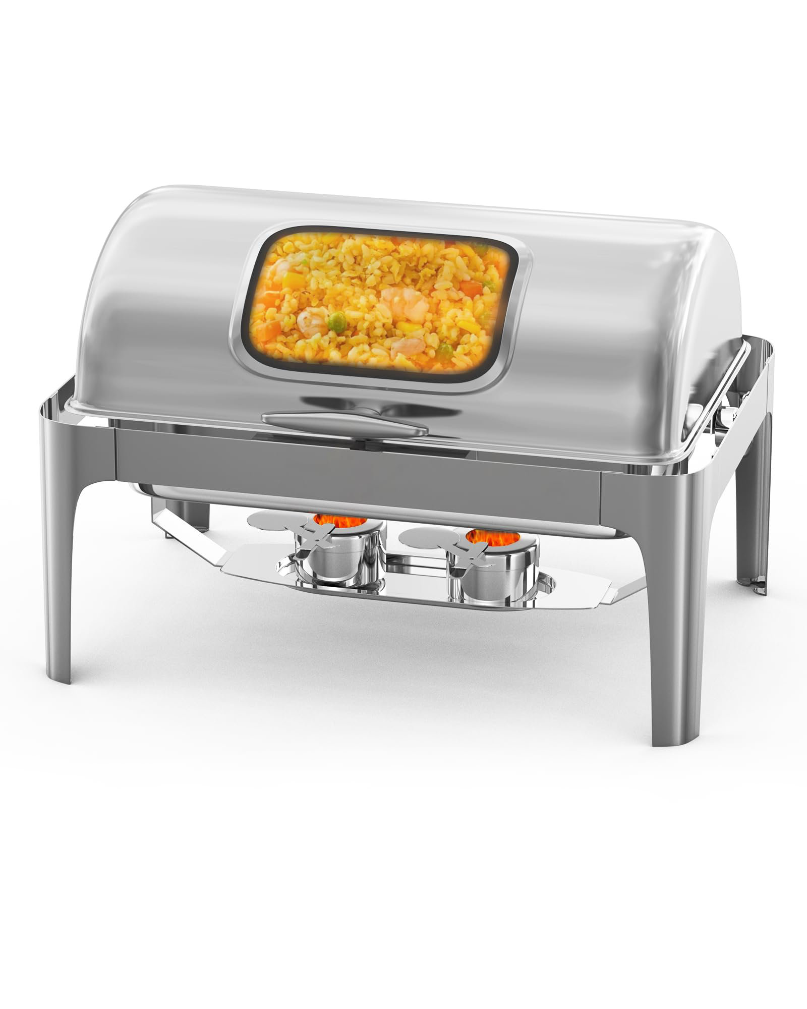 FXSGER Roll Top Chafing Dish Buffet Set Rectangular, 9QT Stainless ...