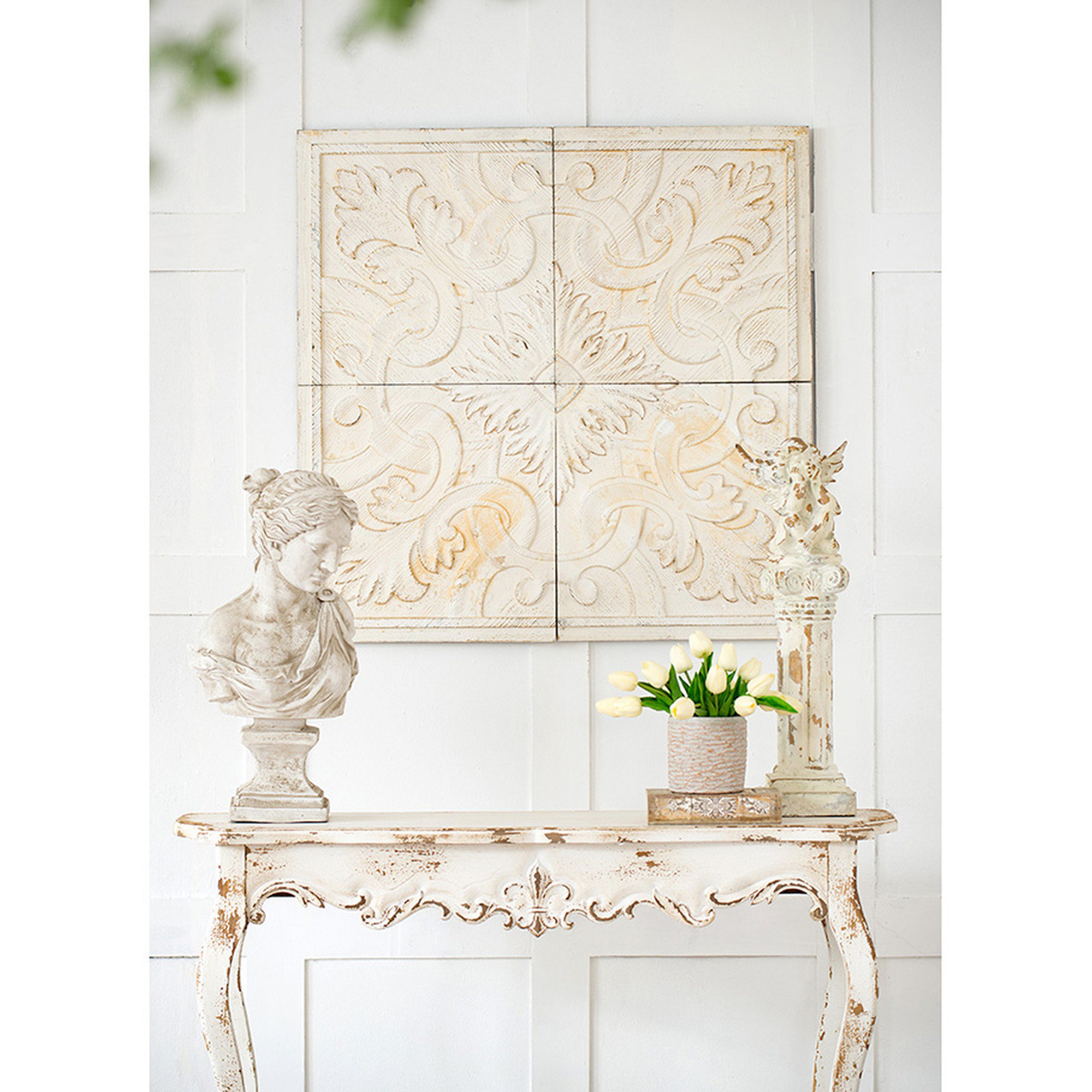 One Allium Way 100% Natural Fir Wood Square Wall Panels, 17.5x17.5 ...