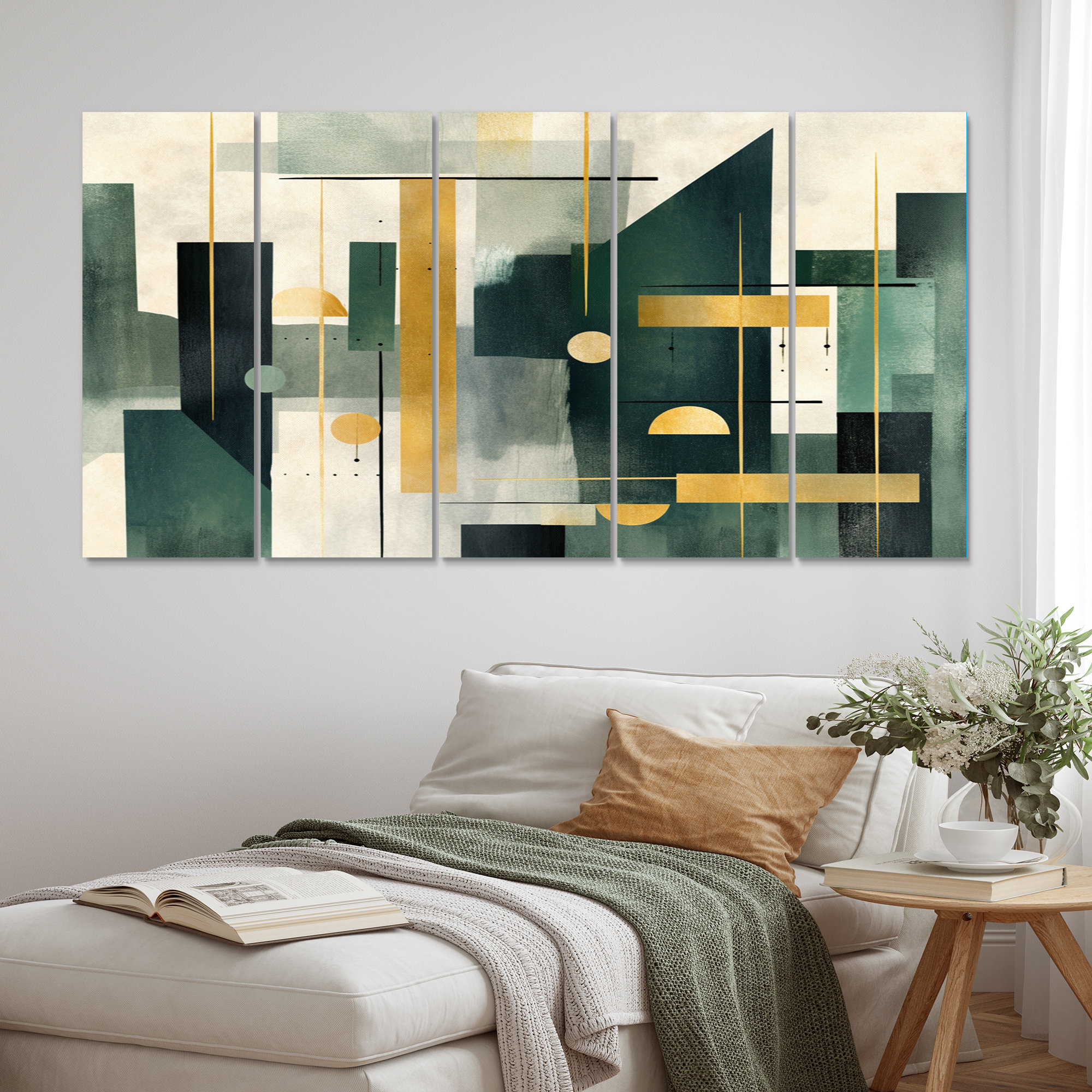 Design Art Gold Green Parallel Universes - Abstract Shapes Metal Wall ...