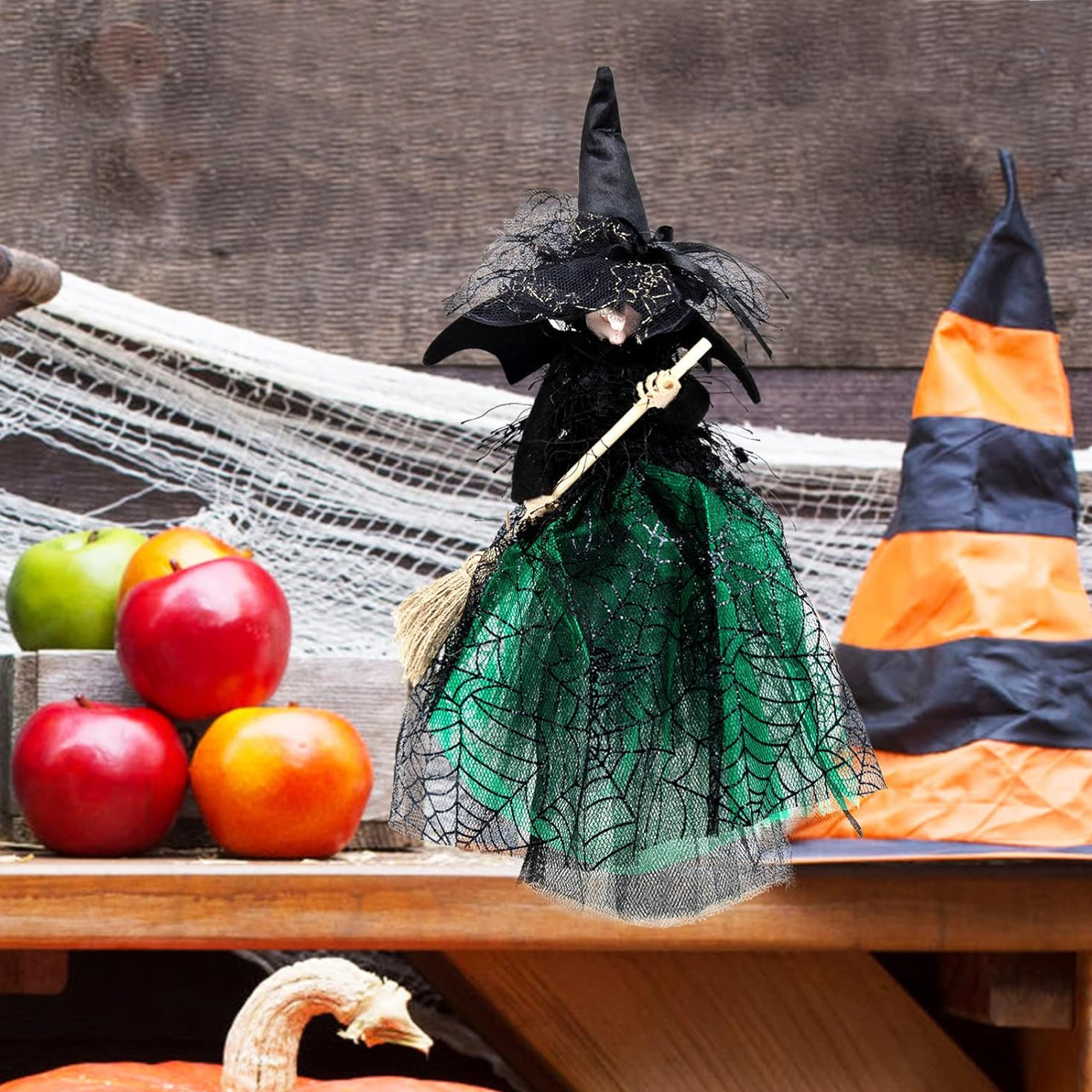 Bungalow Rose Halloween Witch Tree Topper Decoration,Green Witch with ...