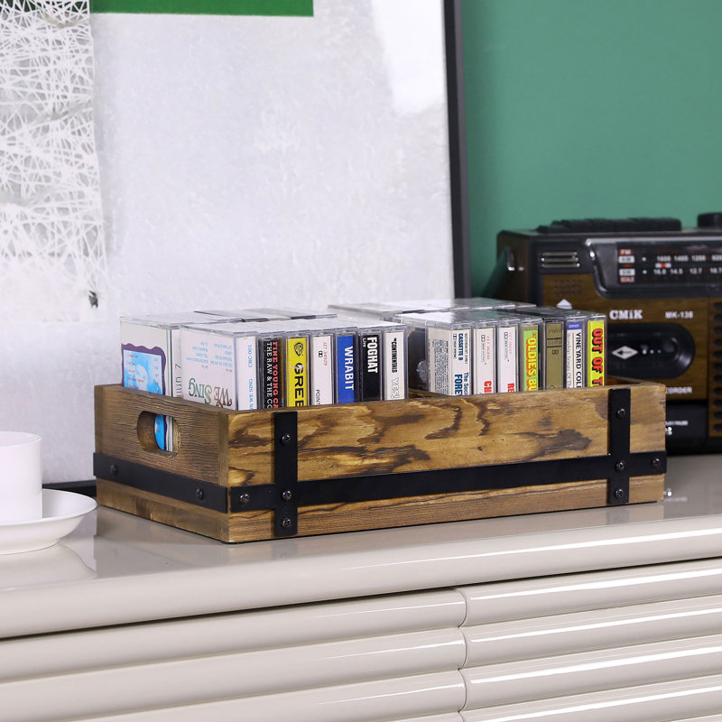 Millwood Pines Solid Wood Audio Cassette Tape Media Storage | Wayfair