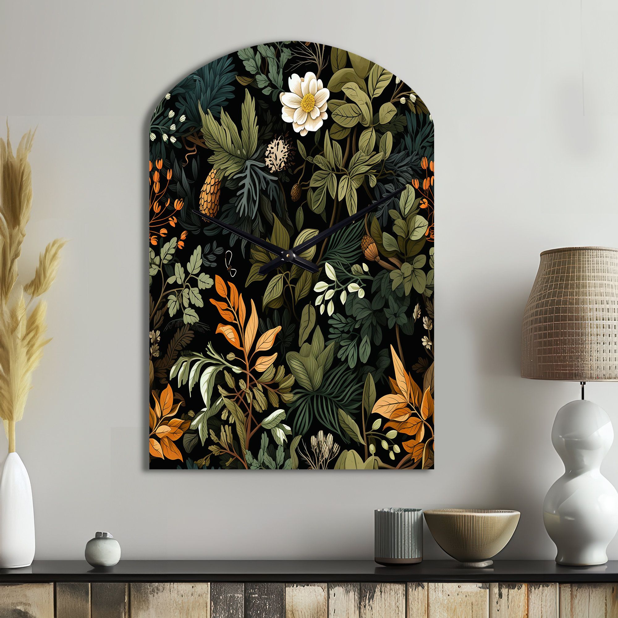 Design Art Rustic Wilderness Cottage Charm - Floral Asymmetrical Metal ...