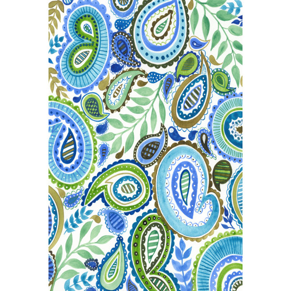Latitude Vive Blue & Green Paisley II by Regina Moore - Wrapped Canvas ...