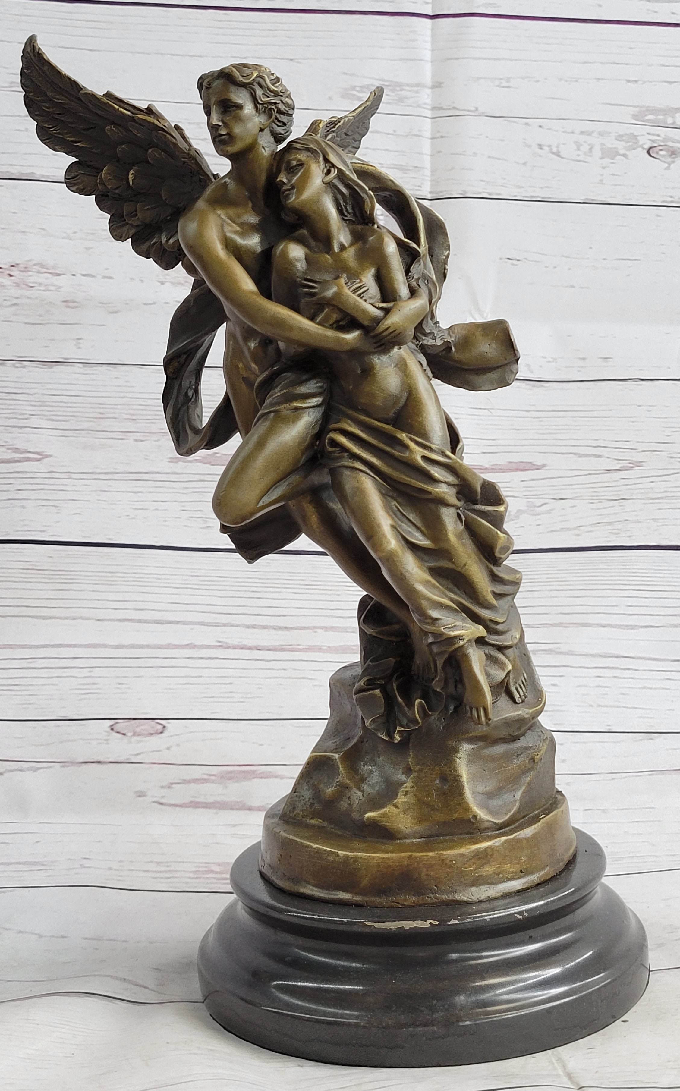 Bloomsbury Market Azal Eros Psyche Romantic Lovers Angel Bronze Statue ...