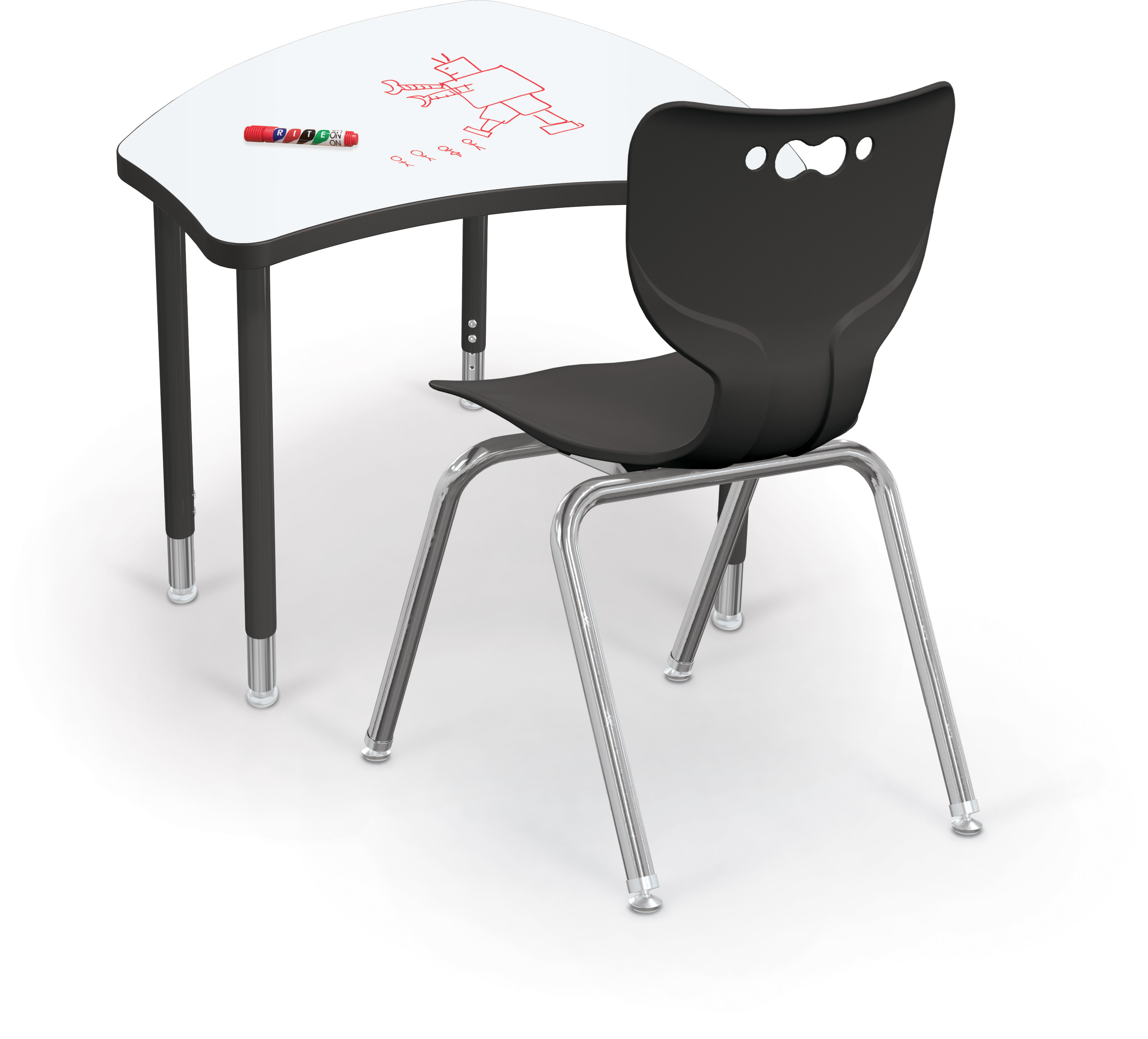 MooreCo Hierarchy Shapes HPL Whiteboard Single Desk and Chair Set | Wayfair