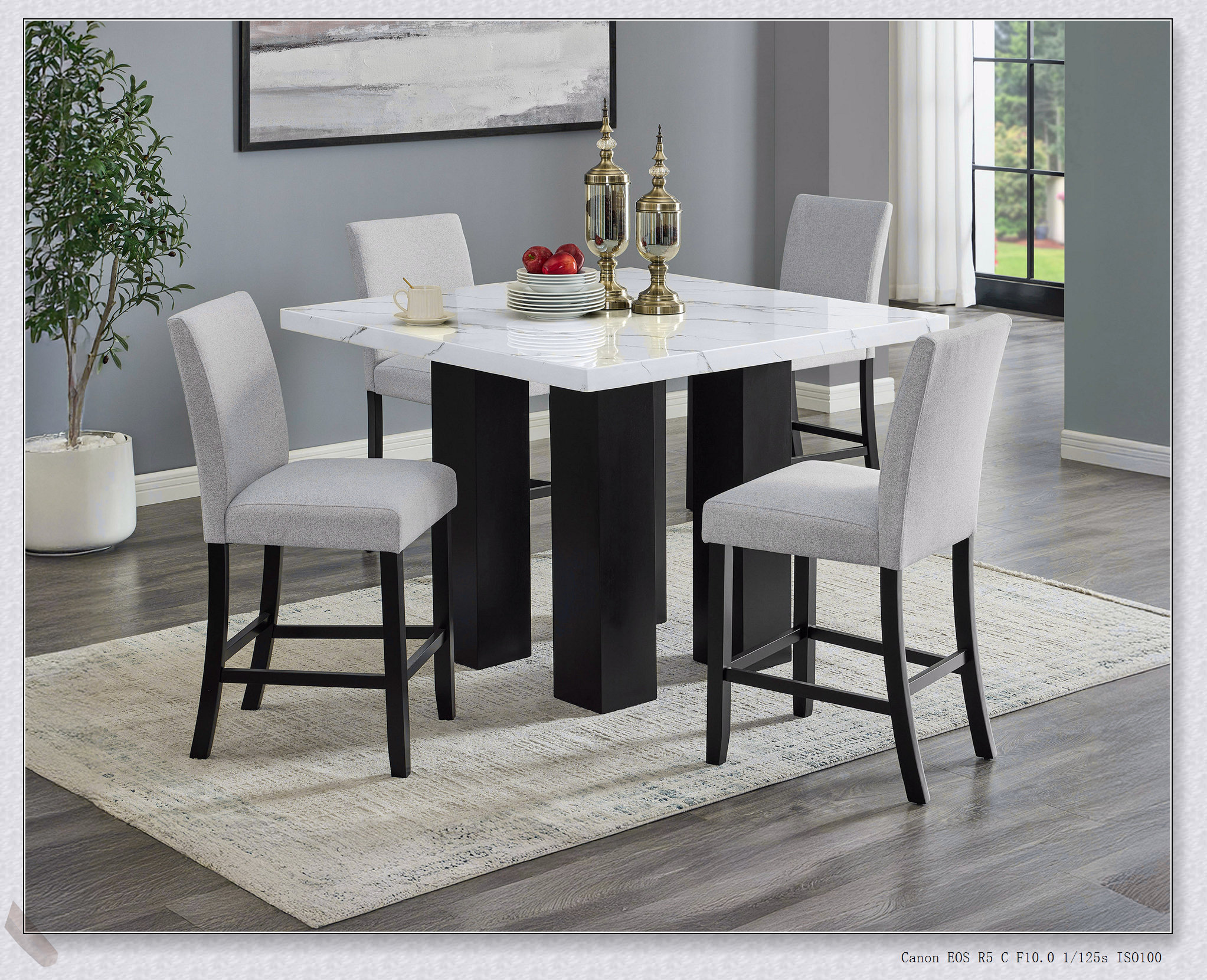 Think Urban 5pc Counter Height Dining Set with Table and Light Gray ...