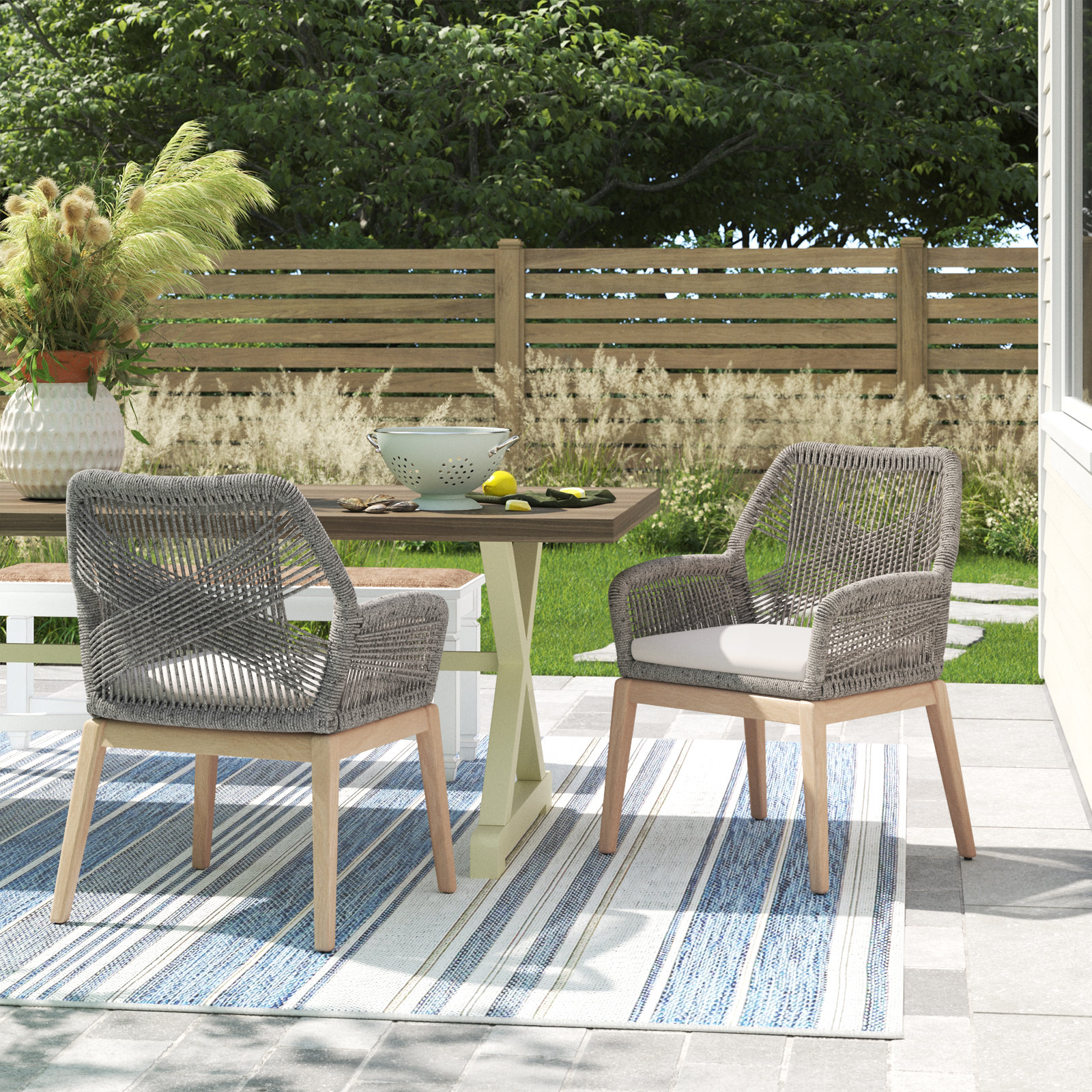 Sand & Stable™ Shawna Outdoor Dining Arm Chair & Reviews | Wayfair