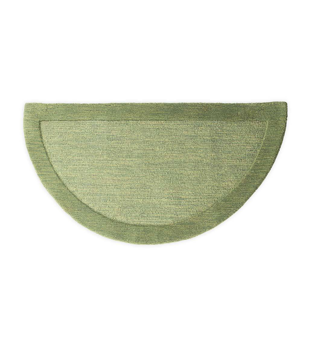 Plow & Hearth Madrid Banded Half-Round Hearth Rug, 2 ' X 4 ' Wool Solid ...