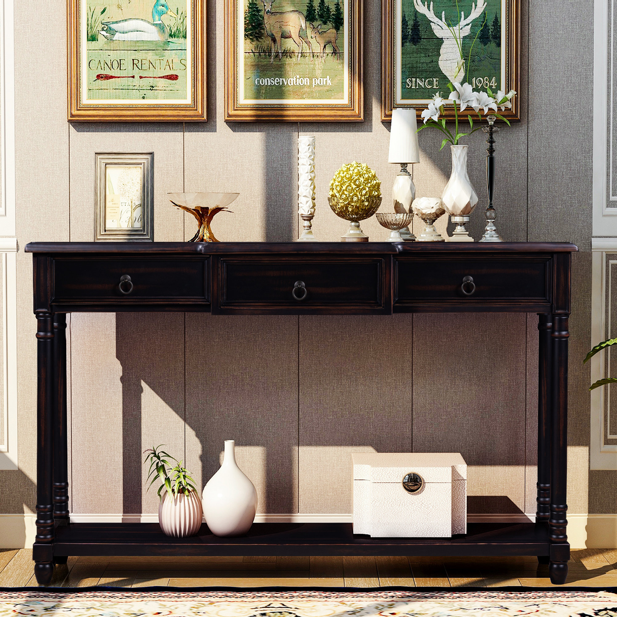 Breakwater Bay Palace Console Table Sofa Table With 3 Drawers For ...